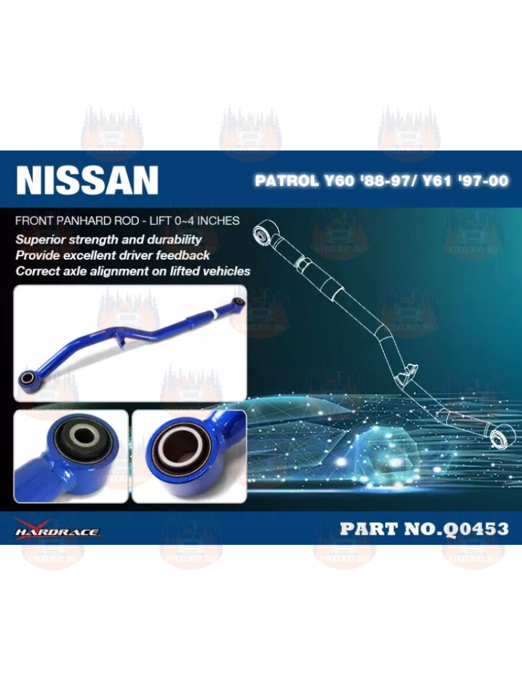 Bara Fata Panhard ajustabila Nissan Patrol Y60/Y61, Hardrace