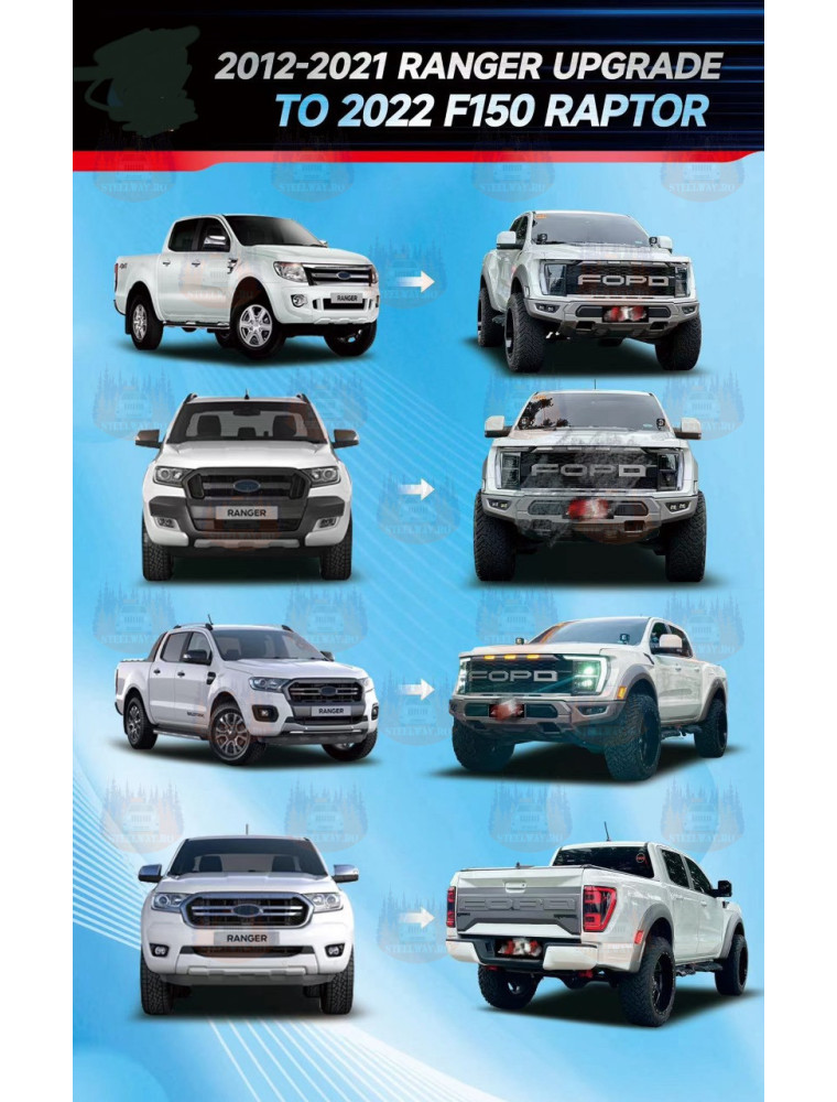 Ford Ranger (T6/T7/T8) 2012-2021 Transformare Tuning Body Kit F150 2022 RAPTOR